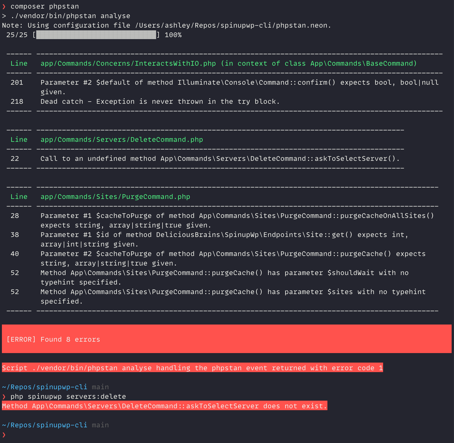 Phpstan Should Not Output Errors · Issue 30 · Spinupwpspinupwp Cli