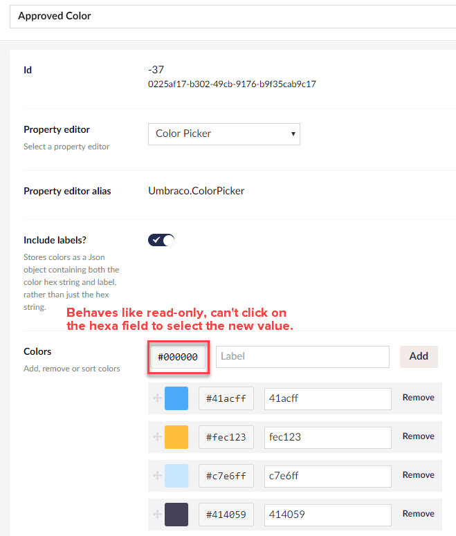 U8 (8.1.0 Cloud) - Can't add or edit approved color · Issue #5985 ...