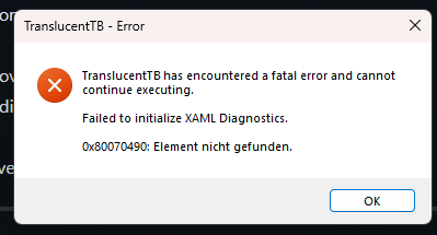 [Bug]: TranslucentTB has encountered a fatal error and cannot continueexecuting · Issue #904 ...