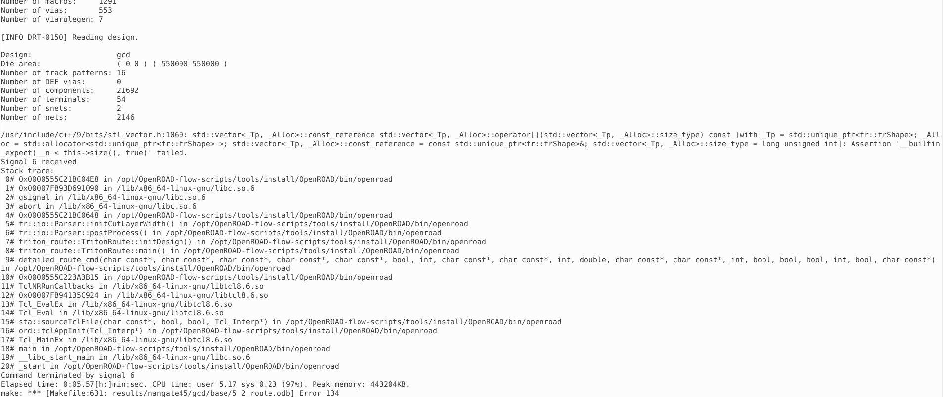 Command Terminated By Signal 6 · Issue 1365 · The Openroad Project