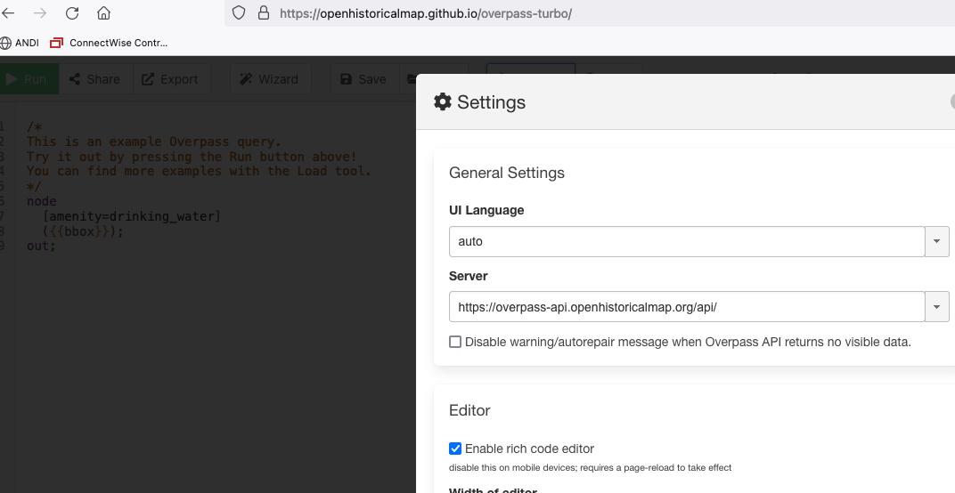 Default Overpass endpoint on Turbo is Staging · Issue #341 · OpenHistoricalMap/issues · GitHub