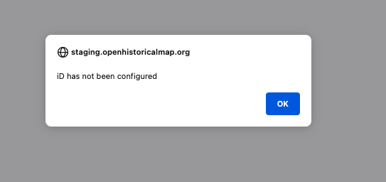 Id Not Configured Error On Staging · Issue 489 · Openhistoricalmapissues · Github 