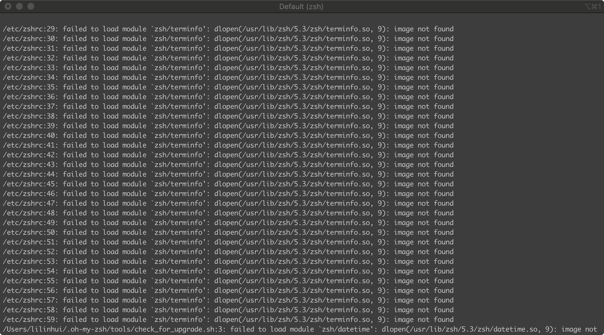 After updated to OSX macOS Catalina, the terminal reported some wrong ...