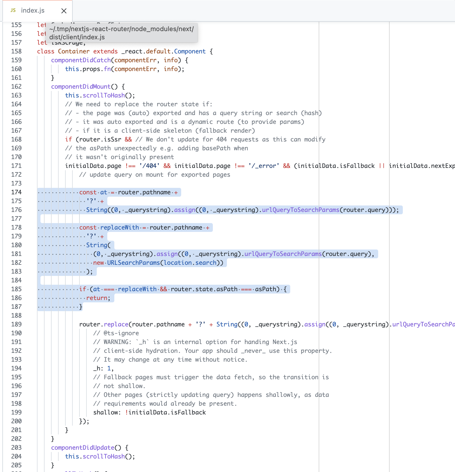 infinite renders / history.replaceState calls on error in dev (when running as non-standard spa ...