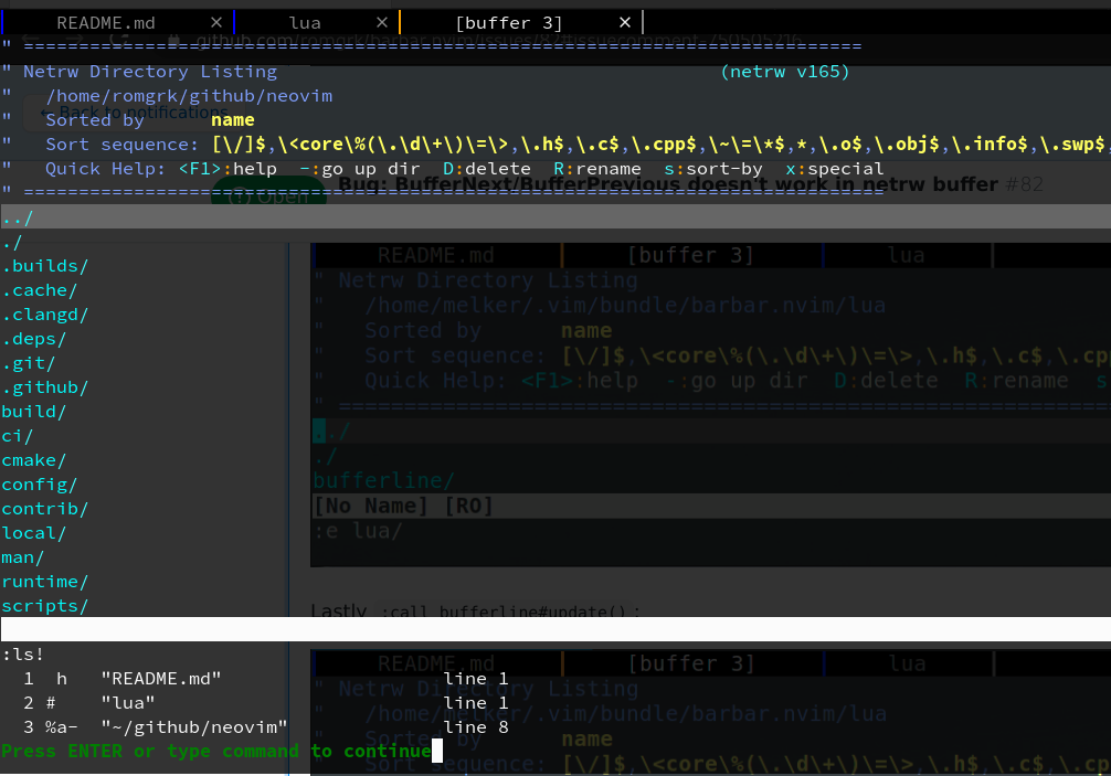 Bug: BufferNext/BufferPrevious doesn't work in netrw buffer · Issue #82 · romgrk/barbar.nvim ...