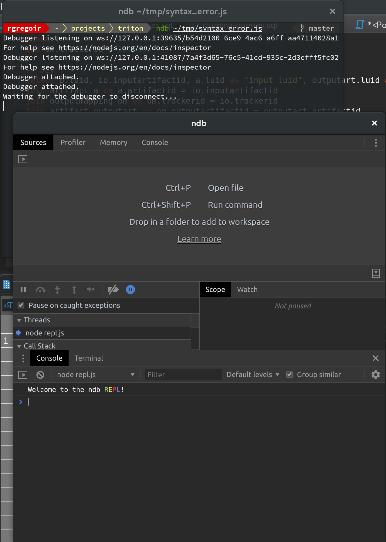 No feedback on SyntaxError · Issue #95 · GoogleChromeLabs/ndb · GitHub