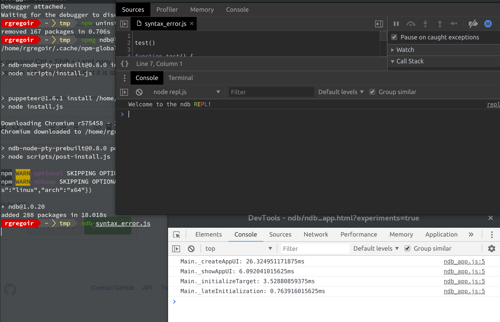 No feedback on SyntaxError · Issue #95 · GoogleChromeLabs/ndb · GitHub