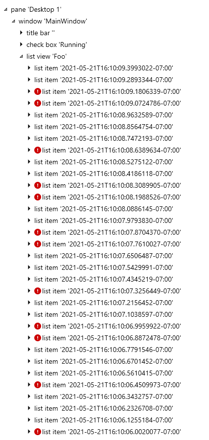 [BUG] False Positive "An onscreen element must not have a null BoundingRectangle property ...