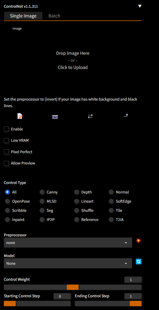 [Bug]: Controlnet ui Elements missing webui (Automatic1111/Vladmandic ...