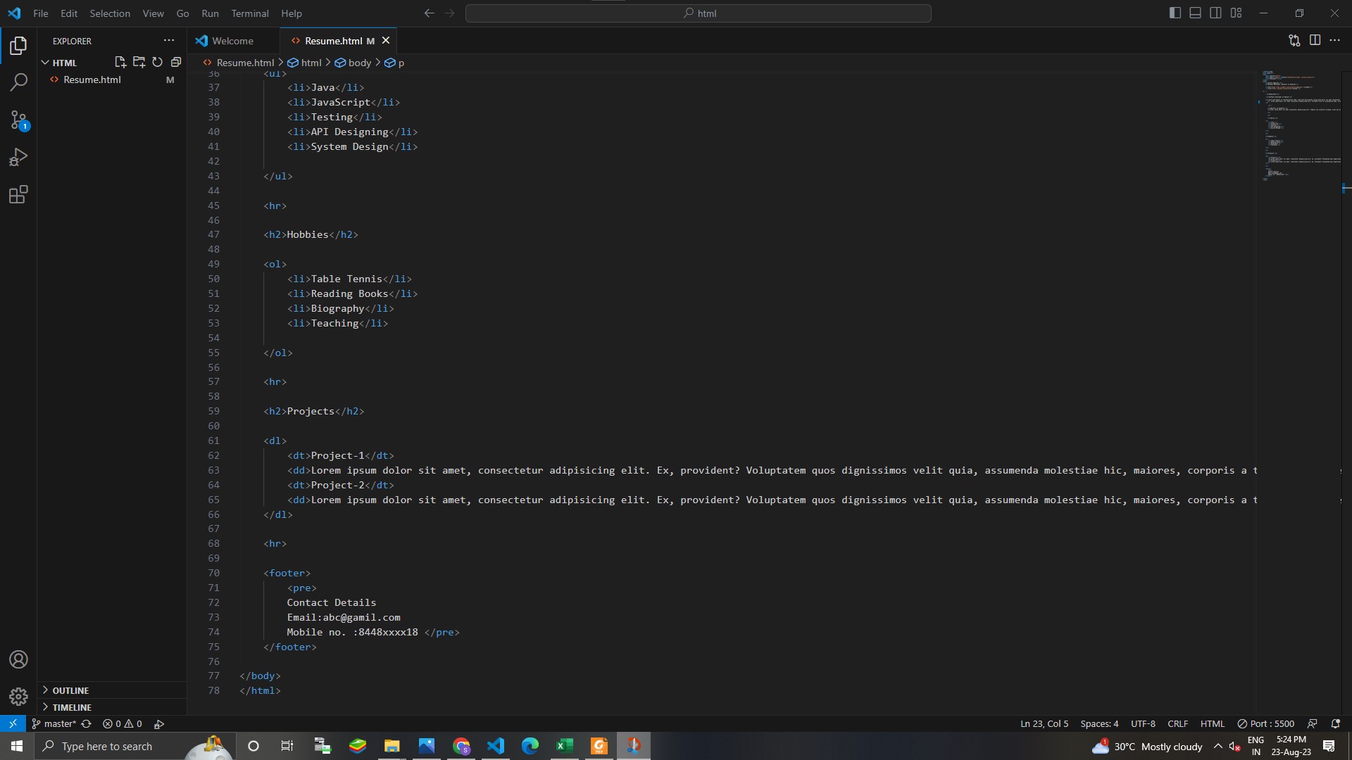 GitHub - SaurabhShrikhande/HTMLresume