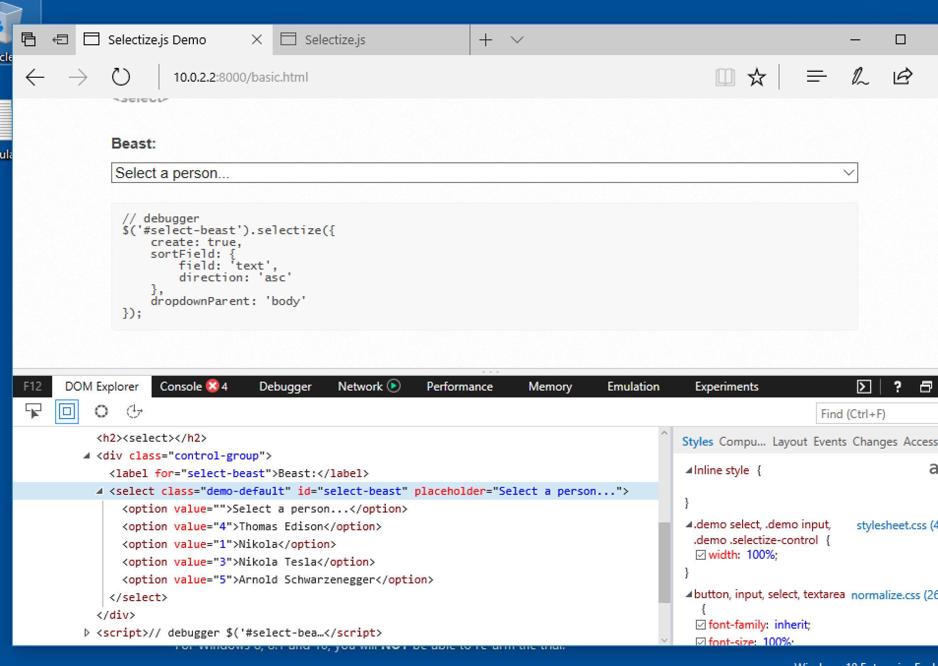 Error with selectize losing focus in Internet Explorer · Issue #1285 · selectize/selectize.js ...