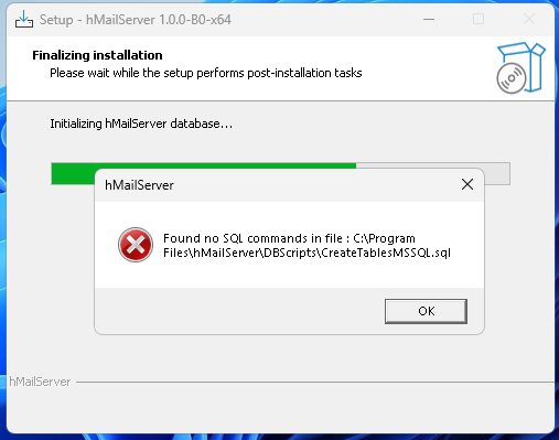 inbuild database not connected · Issue #473 · hmailserver/hmailserver · GitHub