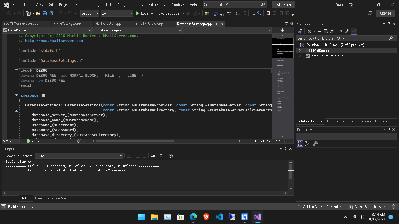 inbuild database not connected · Issue #473 · hmailserver/hmailserver · GitHub