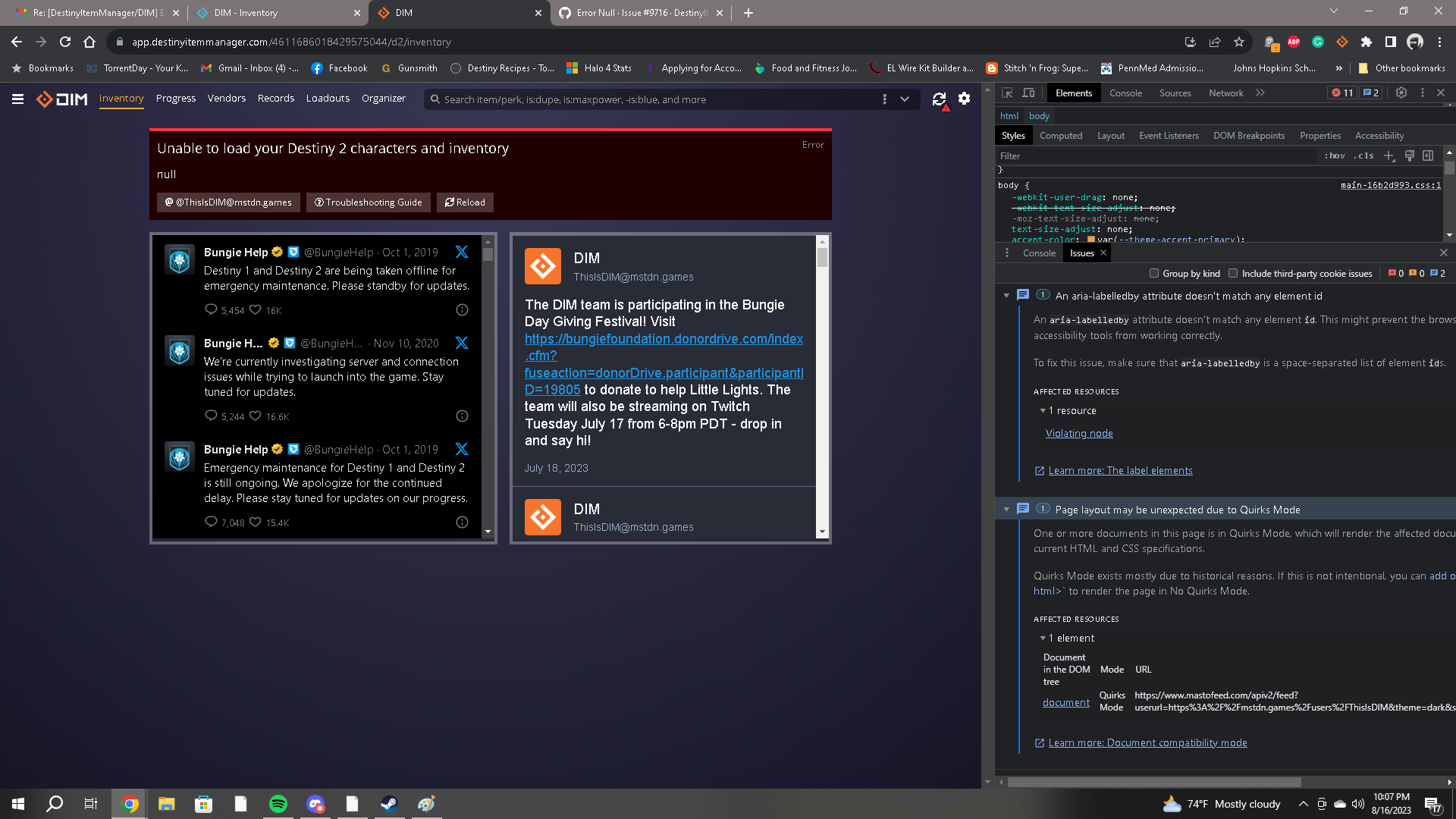 Error Null · Issue #9716 · DestinyItemManager/DIM · GitHub