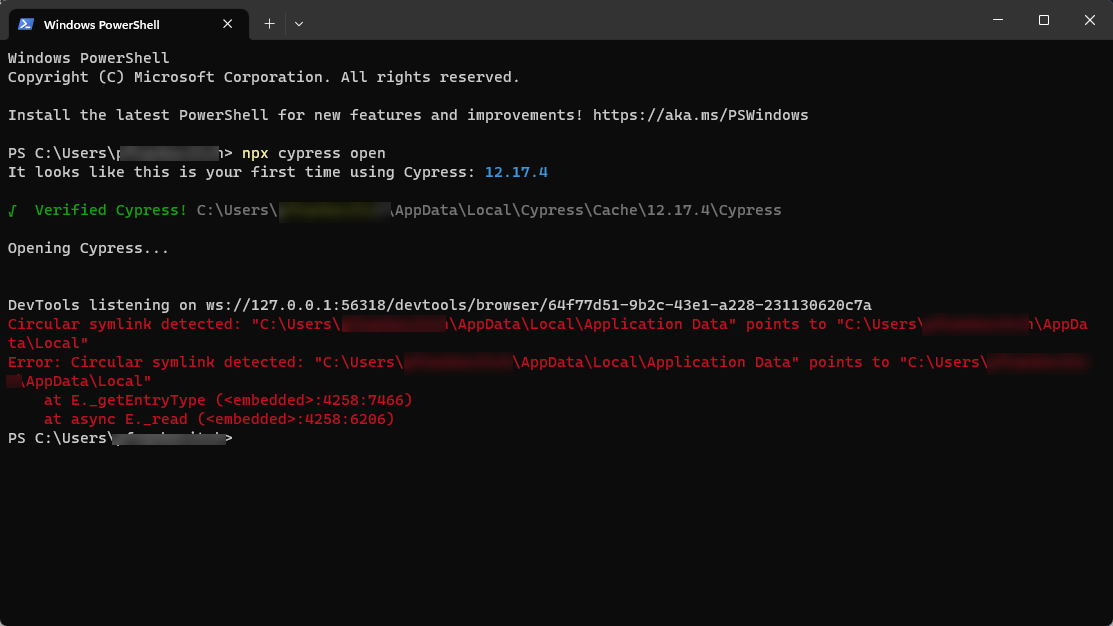 Circular symlink detected error · Issue #22052 · cypress-io/cypress · GitHub