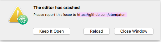 The editor has crashed · Issue #15456 · atom/atom · GitHub