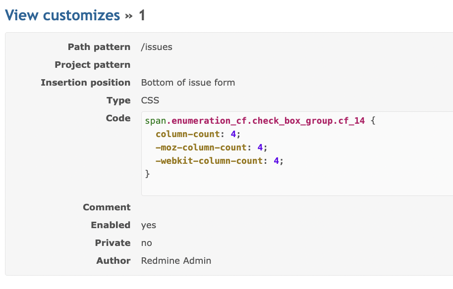 How Can I Display Custom Field Checkboxes In 4 Columns When The Customfield Id 14 · Issue 89