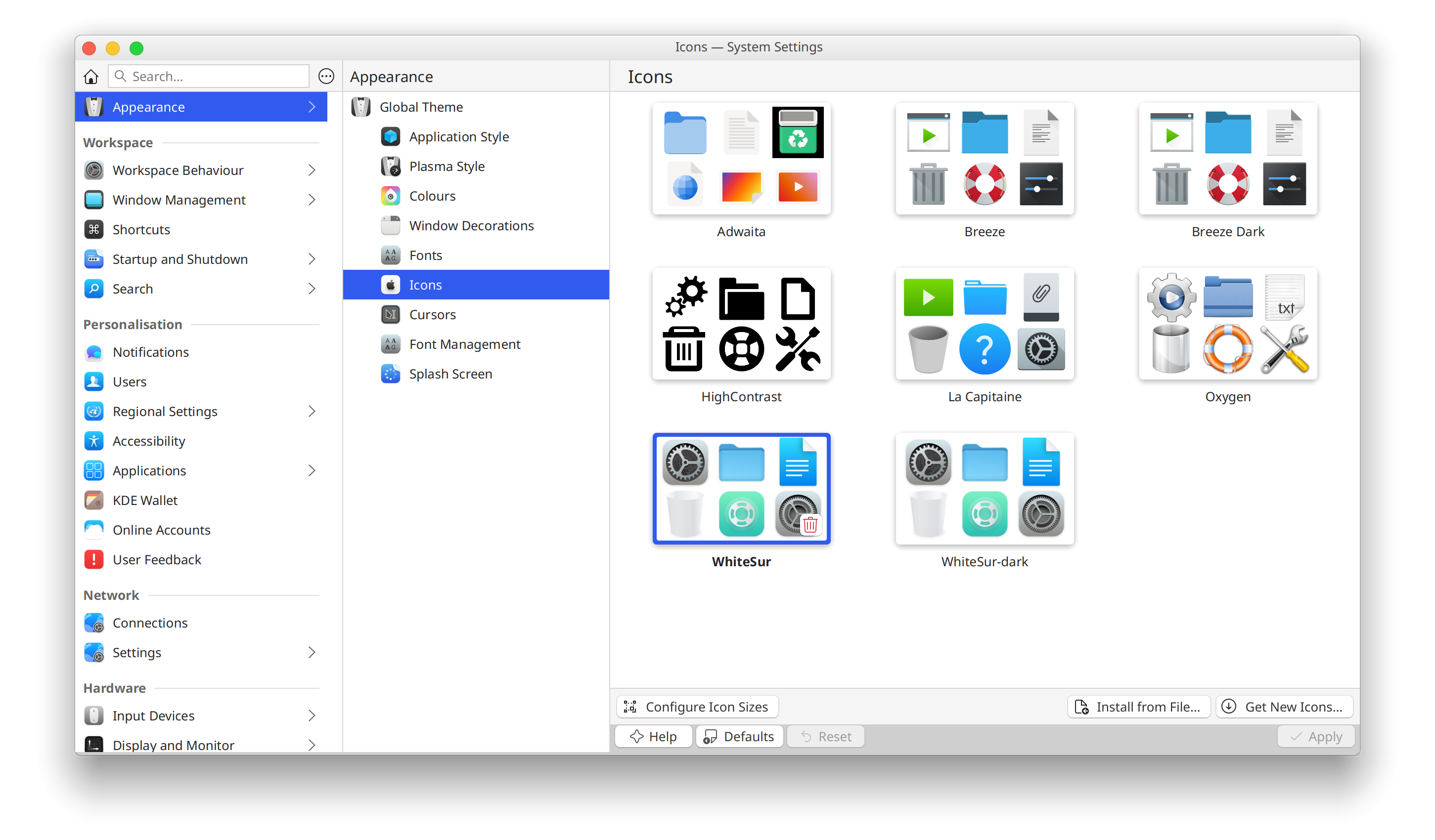 Error when updating WhiteSur icon theme from KDE Discover Software ...