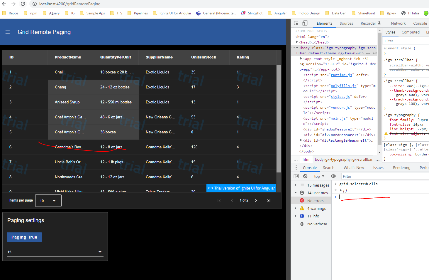 Remote Paging with Batch editting causes selectedCells to be empty · Issue #10807 · IgniteUI ...