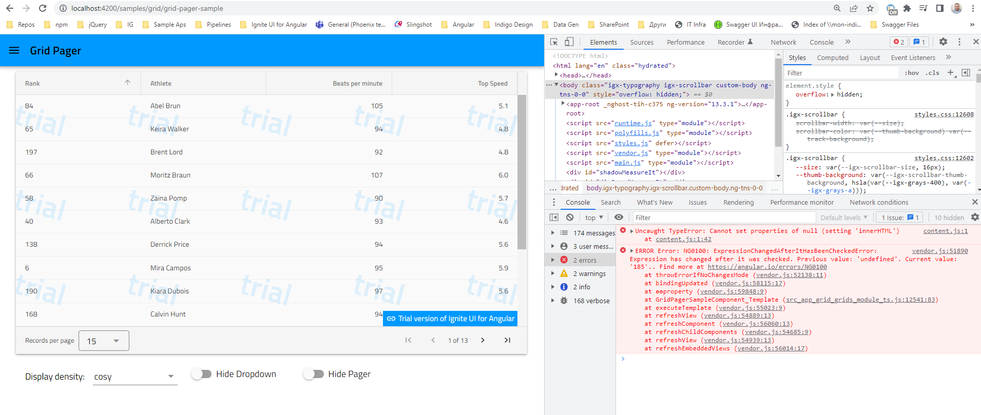 ExpressionCHangedTemplate error when navigatin to Grid Pager sample · Issue #3005 · IgniteUI ...