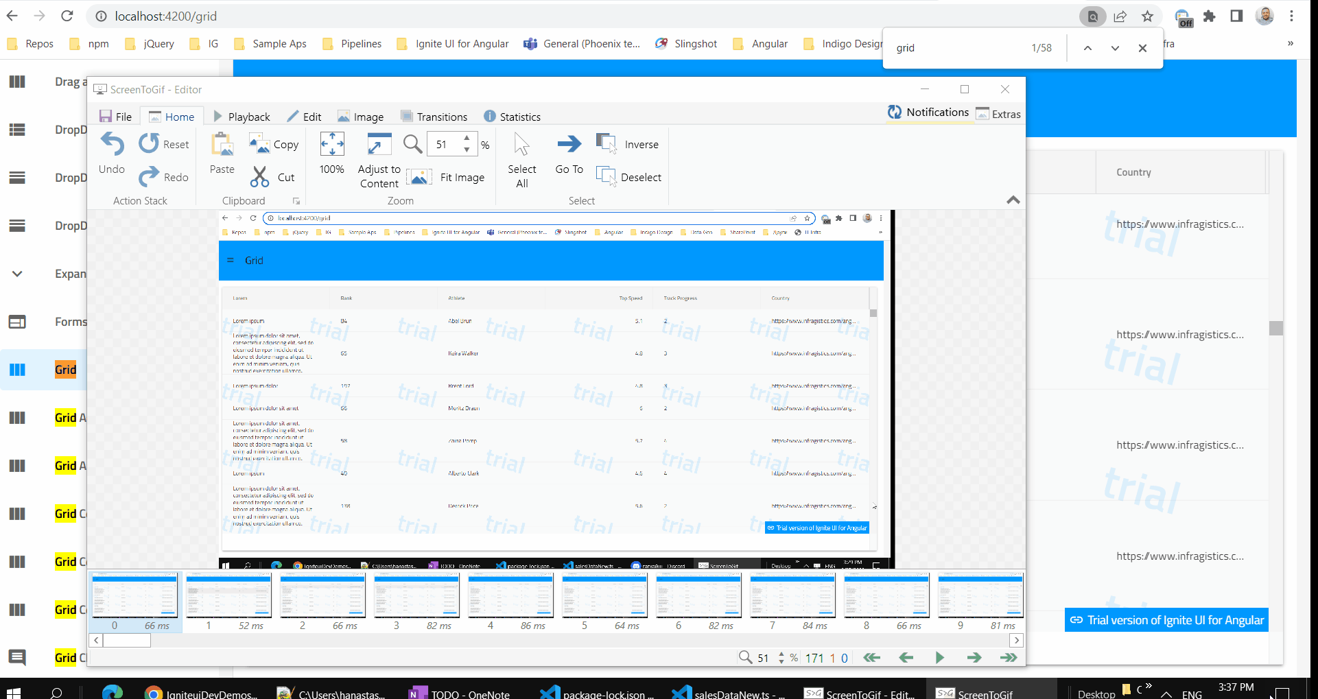 IgxGrid - issue with the scrollbars when the dimensions of the grid are set in percentages ...