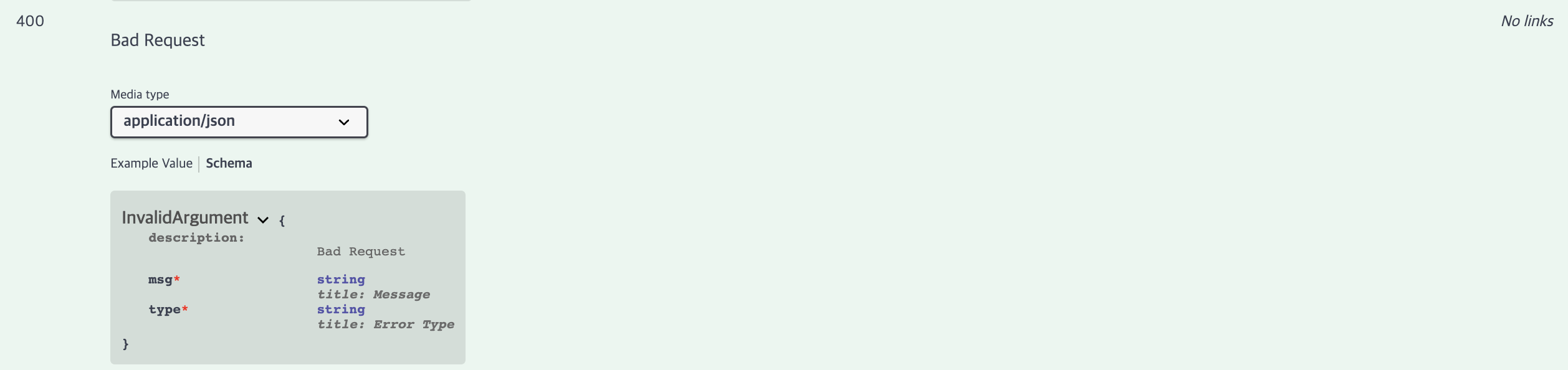 Bug The Schema For The Exception Response In Swagger Differs From The Actual Implementation