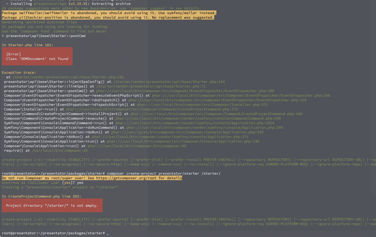 /var/www/html/vendor does not exist and could not be created. · Issue #189 · presentator ...