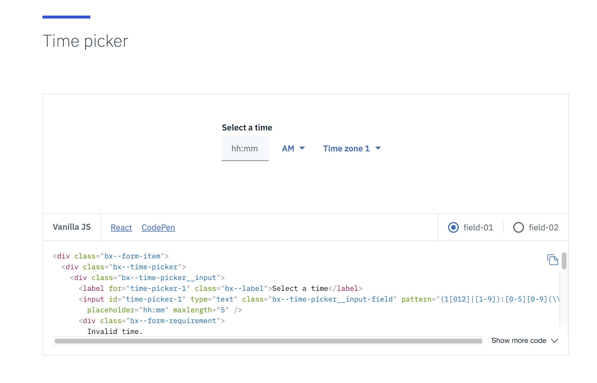 Time picker feature for datepicker · Issue #404 · carbon-design-system/carbon-components-angular ...