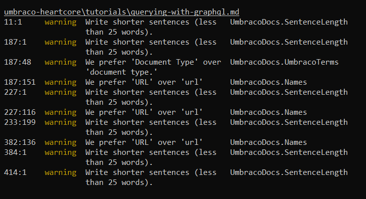 Fix Issues reported by Vale · Issue #5547 · umbraco/UmbracoDocs · GitHub