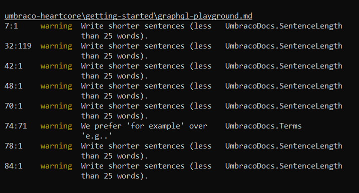 Fix Issues reported by Vale · Issue #5547 · umbraco/UmbracoDocs · GitHub