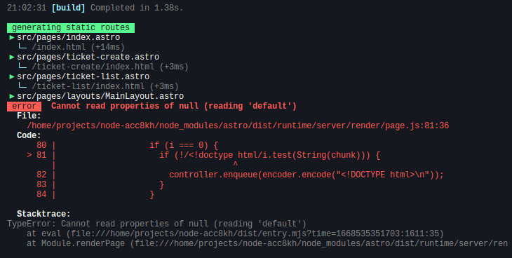 Build fails with the following error: Cannot read properties of null (reading 'default') · Issue ...
