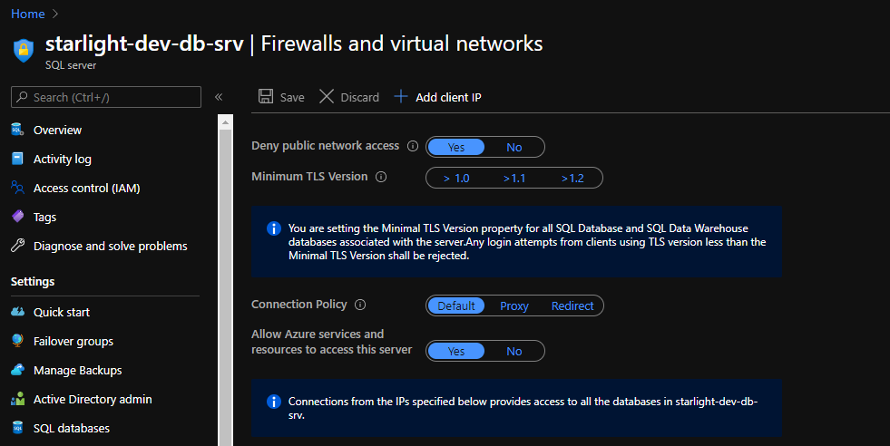Cant Enable Allow Azure Services And Resources To Access This Server For Sql Server · Issue