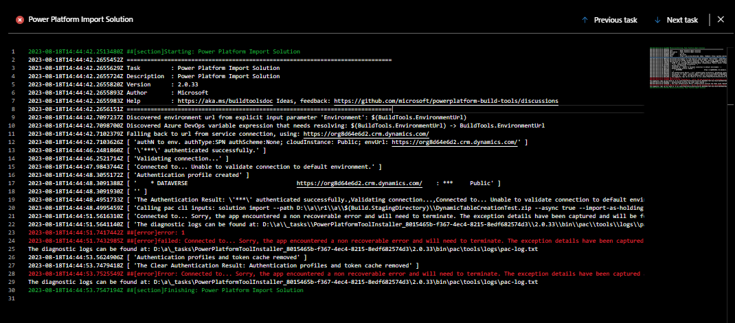 Power platform import solution is failing in release pipeline(Azure Devops) · Issue #482 ...