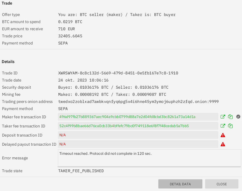 Fee reimbursement for trade XWRSWYAM · Issue #1486 · bisq-network/support · GitHub