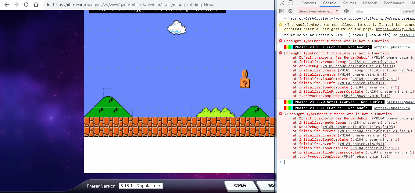 Debug Colliding tiles throw an error: t.translate is not a function. · Issue #4665 · phaserjs ...