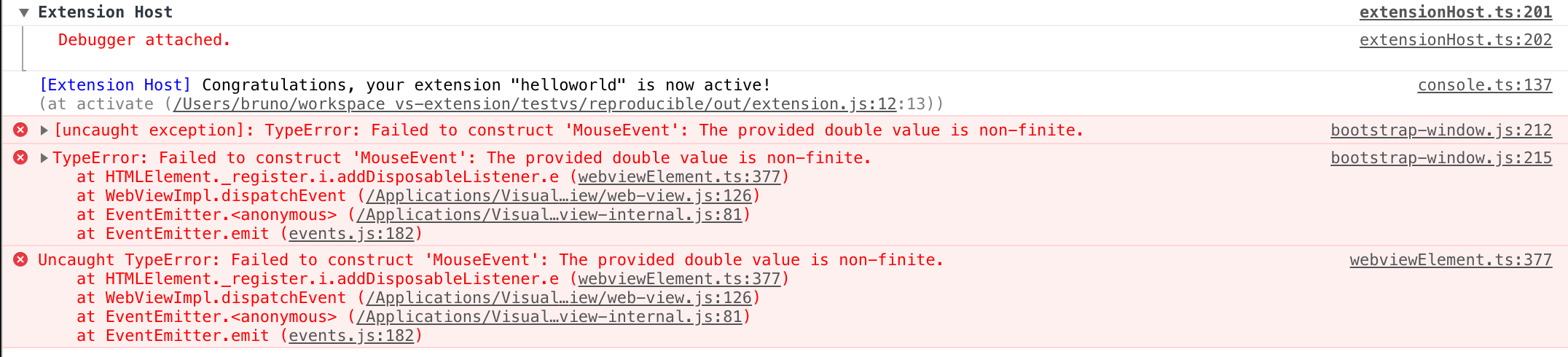 Webview not handing CustomEvent · Issue #78915 · microsoft/vscode · GitHub