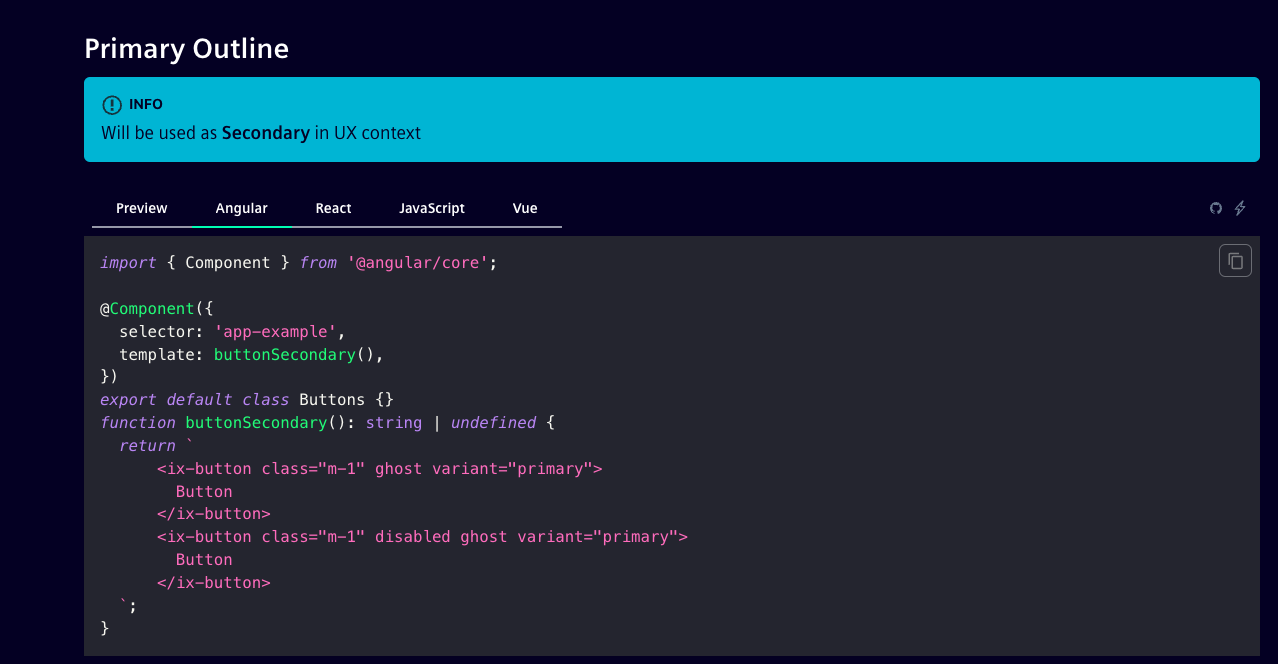 The Primary Outline Angular Example Uses Ghost Example Instead · Issue 799 · Siemensix · Github