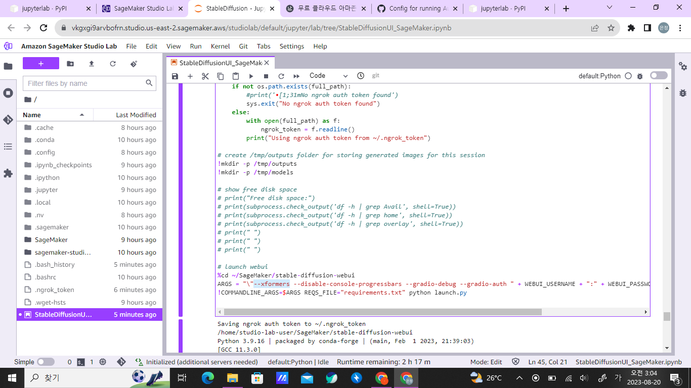 [Bug]: "AttributeError: __config__" in "sagemaker studio lab" · Issue #12680 · AUTOMATIC1111 ...