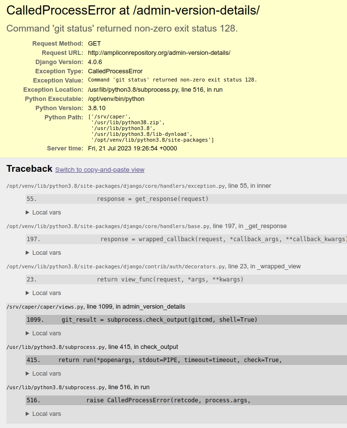 Server details page from admin options returns error · Issue #162 · AmpliconSuite ...