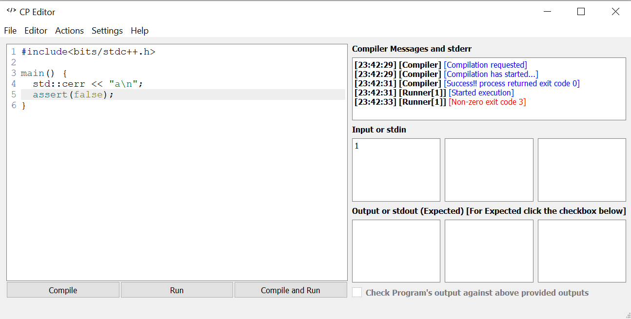 No output from stderr · Issue #8 · cpeditor/cpeditor · GitHub