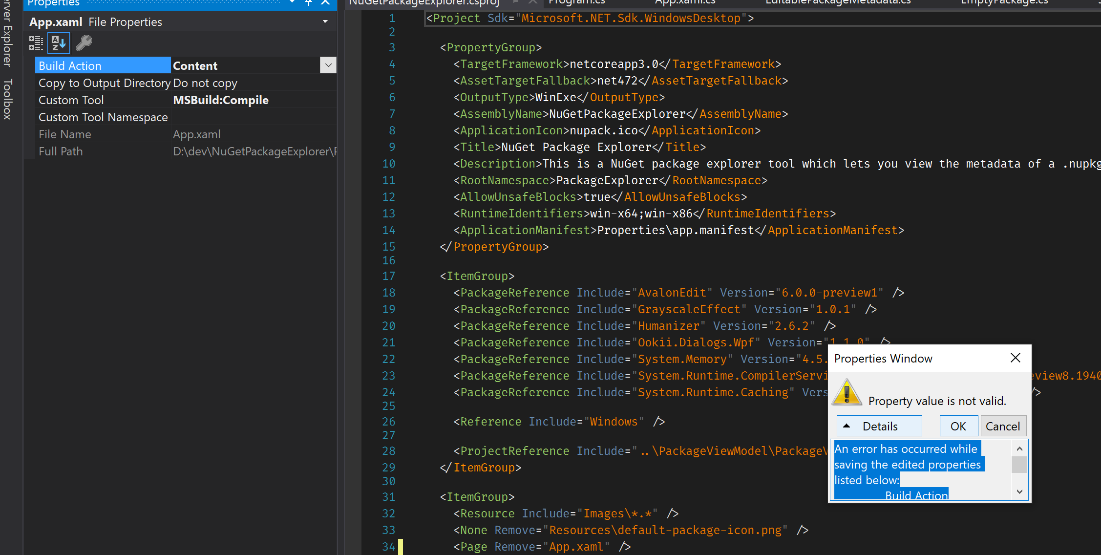 Can't change Build Action to Page from ApplicationDefinition · Issue #5404 · dotnet/project ...