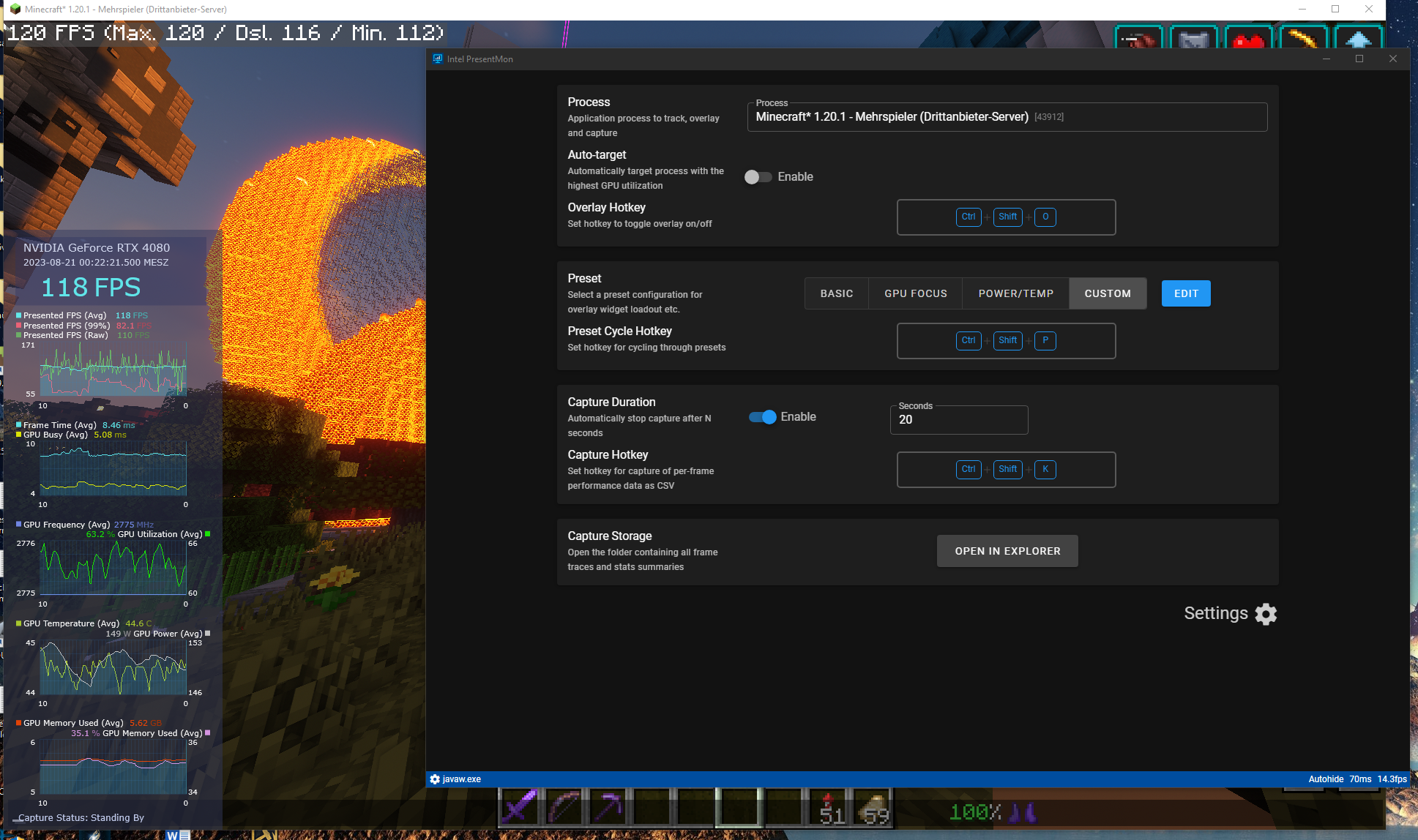 Minecraft Java edition now shown in 'Process' dropdown · Issue #148 · GameTechDev/PresentMon ...