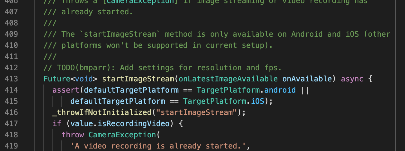 [camera] Startimagestream Add Settings For Resolution And Fps · Issue 97366 · Flutter Flutter