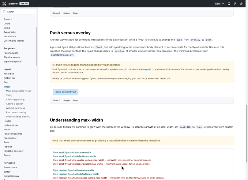 Animate Push Flyouts · Issue 7205 · Elasticeui · Github 