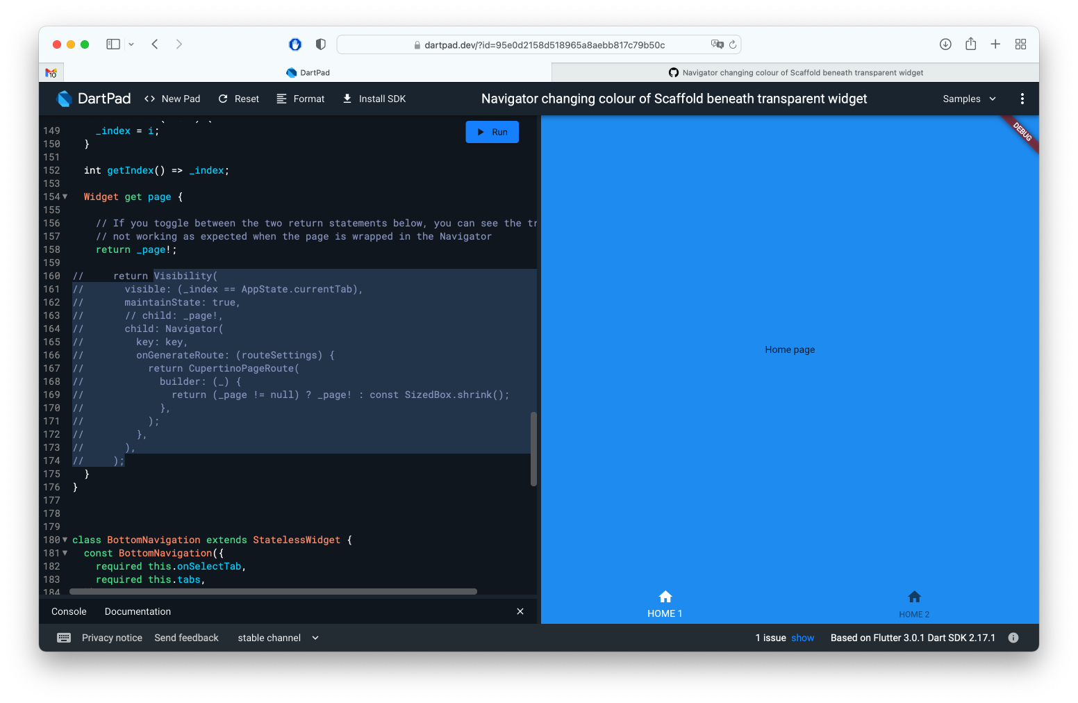CupertinoPageRoute barrierColor is visible on a Scaffold beneath a transparent Widget · Issue ...