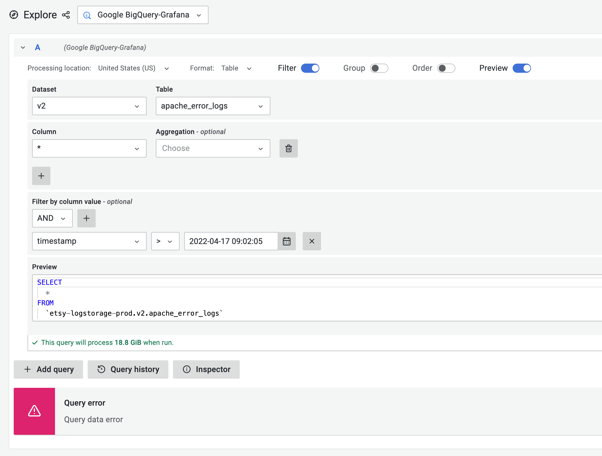 Query data error when selecting column of type ARRAY · Issue #105 · grafana/google-bigquery ...