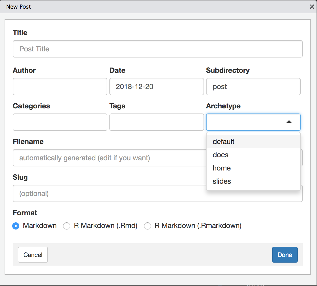 Not seeing hugo-academic archtypes in new_post_addin dropdown? · Issue #350 · rstudio/blogdown ...