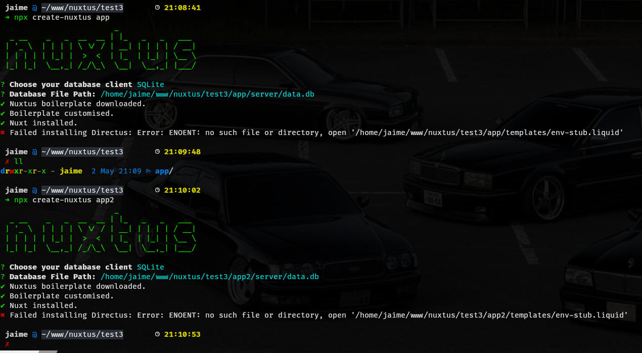 Failed Installing Directus · Issue 58 · Nuxtus Nuxtus · Github