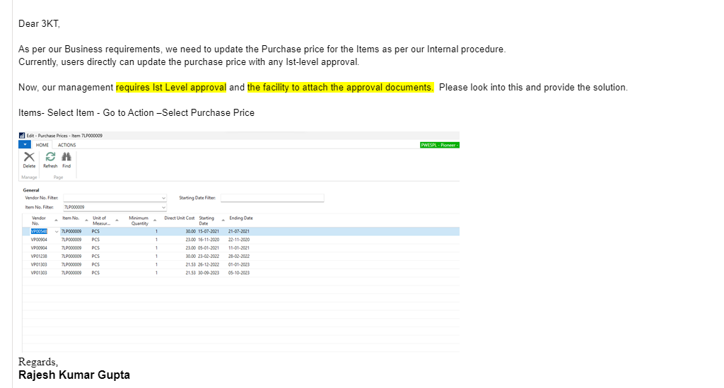 Item Purchase Price Updation approval requirement · Issue #860 · 3ktech/General · GitHub