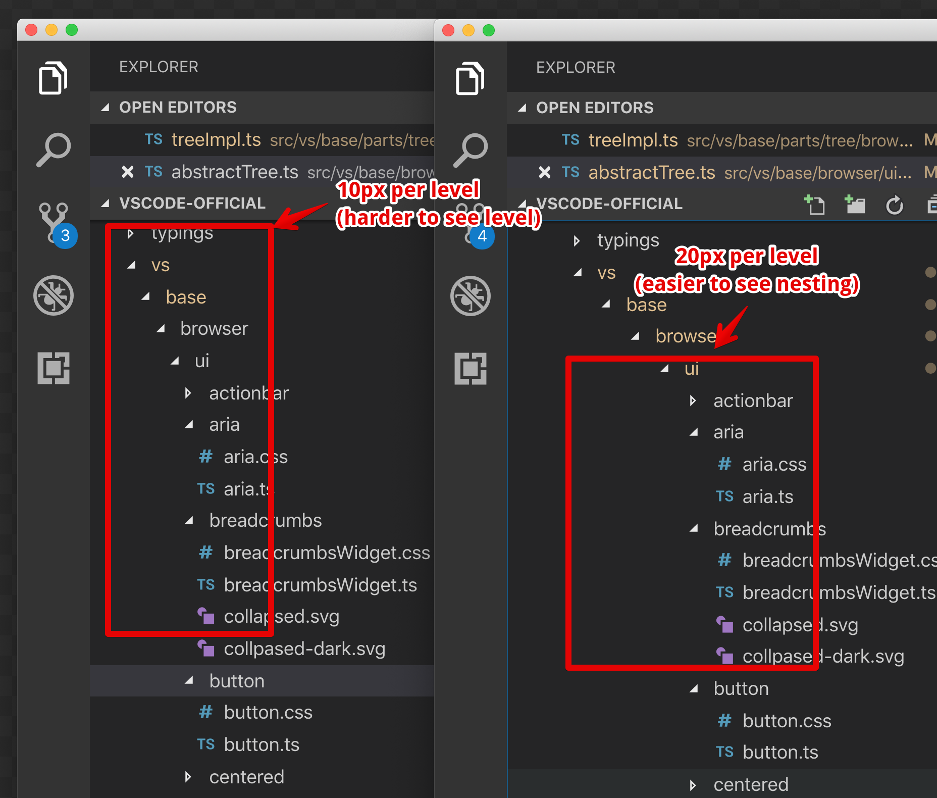 New Explorer: indentation at root has changed · Issue #66580 · microsoft/vscode · GitHub
